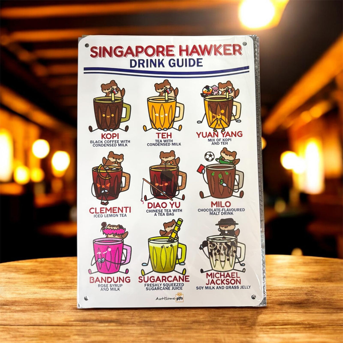 Singapore Hawker Drink Guide Metal Sign – 30×20cm Vintage Tin Plate ...